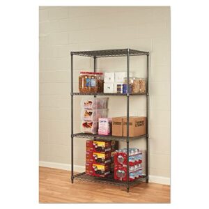 Alera ALESW503624BA Wire Shelving Starter Kit, Four-Shelf, 36w x 24d x 72h, Black Anthracite