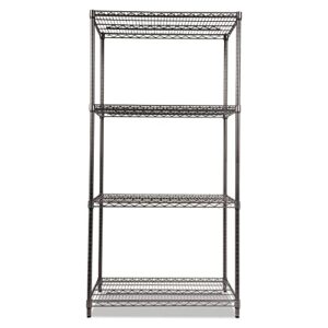 Alera ALESW503624BA Wire Shelving Starter Kit, Four-Shelf, 36w x 24d x 72h, Black Anthracite