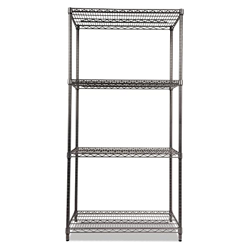 Alera ALESW503624BA Wire Shelving Starter Kit, Four-Shelf, 36w x 24d x 72h, Black Anthracite