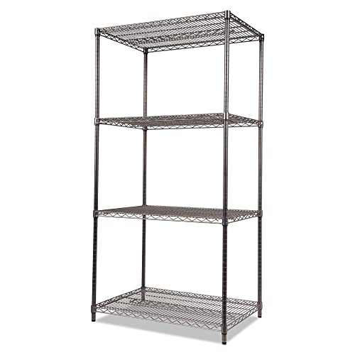 Alera ALESW503624BA Wire Shelving Starter Kit, Four-Shelf, 36w x 24d x 72h, Black Anthracite