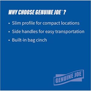 Genuine Joe GJO60465 Plastic Space Saving Waste Container, 23 gallon Capacity, 23" Width x 30" Height x 11" Depth, Gray