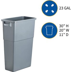 Genuine Joe GJO60465 Plastic Space Saving Waste Container, 23 gallon Capacity, 23" Width x 30" Height x 11" Depth, Gray