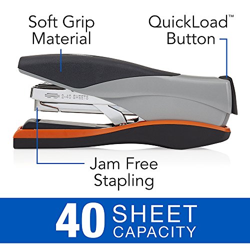 Swingline Stapler, Optima 40, Full Strip, Desktop Stapler, 40 Sheet Capacity, Reduced Effort Stapler for Office Desk Accessories and Home Office Supplies, Orange/Silver/Black, Full Size (87845)