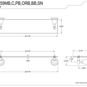 Kingston Brass BA1759ORB Heritage Glass Shelf, Oil Rubbed Bronze