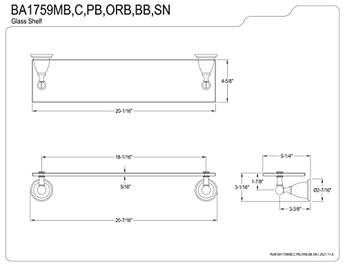 Kingston Brass BA1759ORB Heritage Glass Shelf, Oil Rubbed Bronze