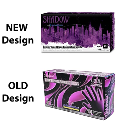 Adenna SHD935 Shadow 6 mil Nitrile Powder Free Exam Gloves (Black, Medium) Box of 100