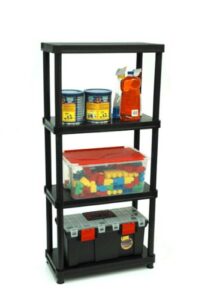 gsc 1224-4sr 4-level shelving unit with floor risers, black