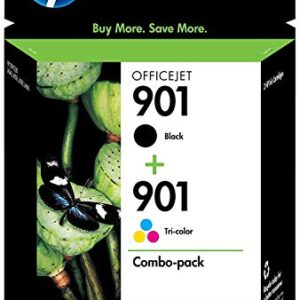 HP 901 | 2 Ink Cartridges | Black, Tri-color | Works with HP OfficeJet 4500, J4500 series, J4680 | CC653AN, CC656AN