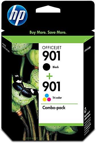 HP 901 | 2 Ink Cartridges | Black, Tri-color | Works with HP OfficeJet 4500, J4500 series, J4680 | CC653AN, CC656AN