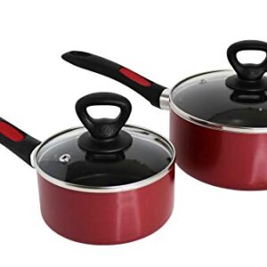 Mirro A796SA Get A Grip Aluminum Nonstick Cookware Set, 10-Piece, Red