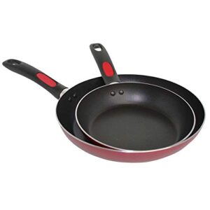 Mirro A796SA Get A Grip Aluminum Nonstick Cookware Set, 10-Piece, Red