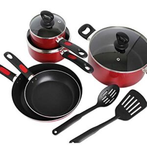 Mirro A796SA Get A Grip Aluminum Nonstick Cookware Set, 10-Piece, Red