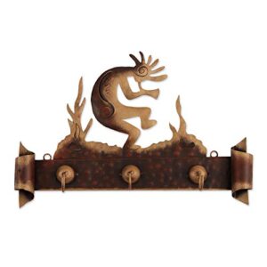 novica southwest theme iron wall mounted coat hanger, kokopelli serenade’