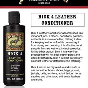 Bick 4 Leather Conditioner and Leather Cleaner 8 oz - Will Not Darken Leather - Safe of Leather Apparel, Furniture, Jackets, Shoes, Auto Interiors, Bags & All Other Leather Accessories