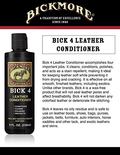 Bick 4 Leather Conditioner and Leather Cleaner 8 oz - Will Not Darken Leather - Safe of Leather Apparel, Furniture, Jackets, Shoes, Auto Interiors, Bags & All Other Leather Accessories