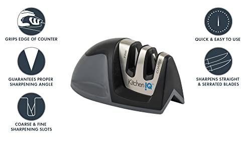 KitchenIQ 50009 Edge Grip 2-Stage Knife Sharpener, Black