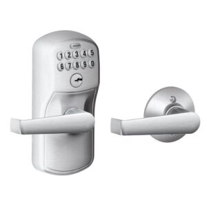 schlage fe575 ply 626 ela plymouth keypad entry with auto-lock and elan levers, brushed chrome