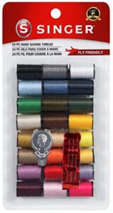 singer 00264 polyester hand sewing thread, assorted colors, 24 mini-spools