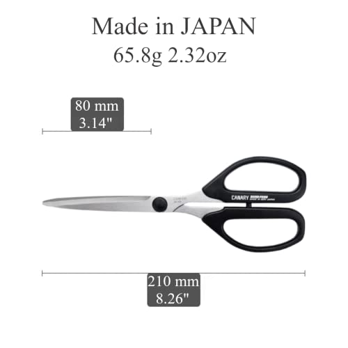 CANARY Non-Stick Teflon Fluorine Coating Scissors Anti Adhesive Long Blade Black