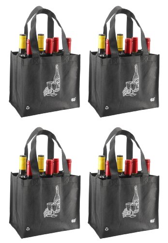 Reusable 6 Bottle Wine Tote- 4 Pack