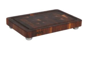 john boos block wal-1812175-ssf walnut wood end grain butcher block cutting board with juice groove and stainless steel feet, 18 inches x 12 inches x 1.75 inches