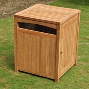 New Grade A Teak Wood Waste Trash Can Box Utility Receptacle With Ashtray #WHAXTB