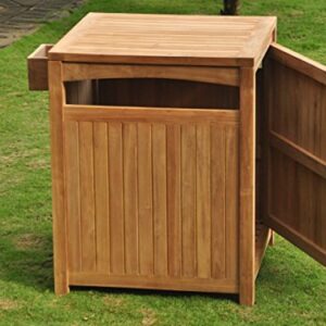 New Grade A Teak Wood Waste Trash Can Box Utility Receptacle With Ashtray #WHAXTB