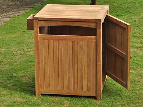 New Grade A Teak Wood Waste Trash Can Box Utility Receptacle With Ashtray #WHAXTB