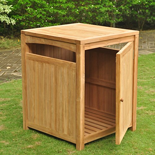 New Grade A Teak Wood Waste Trash Can Box Utility Receptacle With Ashtray #WHAXTB