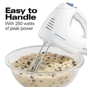 Hamilton Beach 6-Speed Electric Hand Mixer with Whisk, Traditional Beaters, Snap-On Storage Case, White