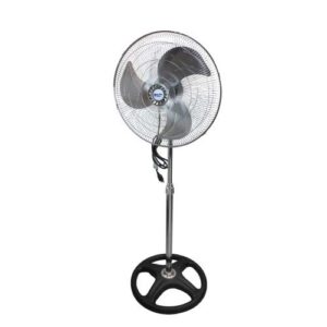 comfort zone czhvp18ex 18” 3-speed high-velocity oscillating industrial pedestal fan, all-metal construction, adjustable tilt, adjustable height, and stable base, black