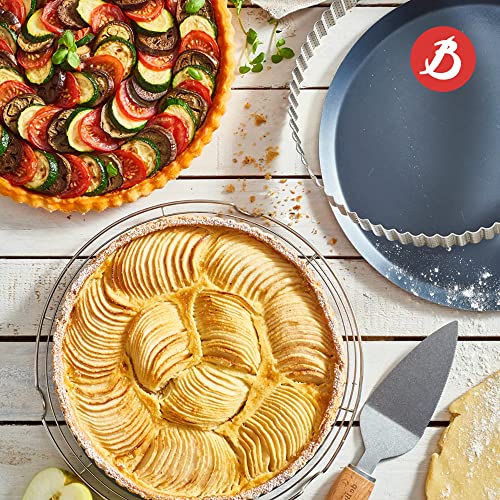 De Buyer Pizza & Tart Sheet - 12.5” - Perfect for Bread, Tarts, Croissants & Choux Paste - Nonstick & Easy to Clean - Made in France