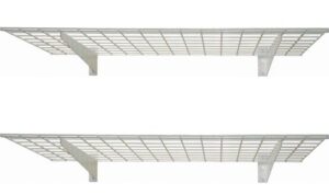 hyloft 00967 45-inch by 15-inch steel wall shelf for garage storage, low-profile brackets, off white, 2-pack