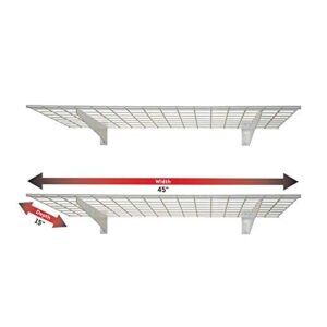 HyLoft 00967 45-Inch by 15-Inch Steel Wall Shelf for Garage Storage, Low-Profile Brackets, Off White, 2-Pack