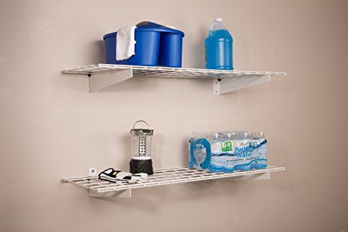 HyLoft 00967 45-Inch by 15-Inch Steel Wall Shelf for Garage Storage, Low-Profile Brackets, Off White, 2-Pack