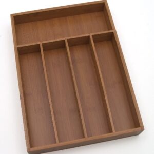 Lipper International 8876 Bamboo Wood Flatware Organizer with 5 Compartments, 10.375 x 14.25 x 2