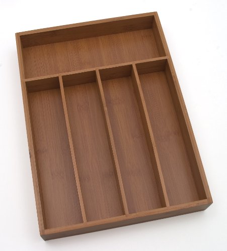 Lipper International 8876 Bamboo Wood Flatware Organizer with 5 Compartments, 10.375 x 14.25 x 2