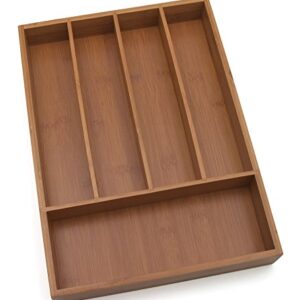 Lipper International 8876 Bamboo Wood Flatware Organizer with 5 Compartments, 10.375 x 14.25 x 2