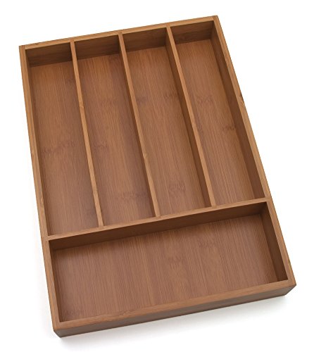 Lipper International 8876 Bamboo Wood Flatware Organizer with 5 Compartments, 10.375 x 14.25 x 2