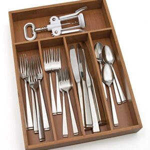 Lipper International 8876 Bamboo Wood Flatware Organizer with 5 Compartments, 10.375 x 14.25 x 2