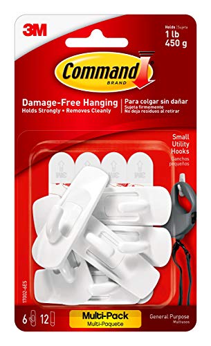 Command 17002-VP-6PK Small Utility Hooks, 6, White, 6 Count