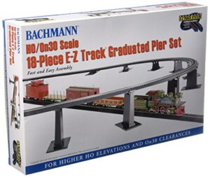 bachmann trains 18 pc. e-z track graduated pier set – for use with ho or on30 scale e-z track , white