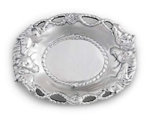 arthur court designs metal aluminum equestrian horse oval serving tray / platter 14 inch x 10 inch