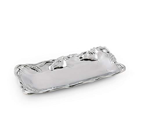 Arthur Court Designs Horse Pattern Aluminum Bread Serving Tray Sand Casted in Aluminum with Artisan Quality Hand Polished Design Tarnish-Free 6 inch x 12 inch