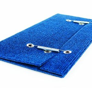 Camco Wrap Around Step Rug | Protects Your RV from Unwanted Tracked in Dirt | Works on Electrical and Manual RV Steps | Blue (42924)