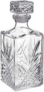 bormioli rocco selecta collection whiskey decanter – sophisticated 33.75oz diamond decanter with starburst detailing – for whiskey, bourbon, scotch & liquor