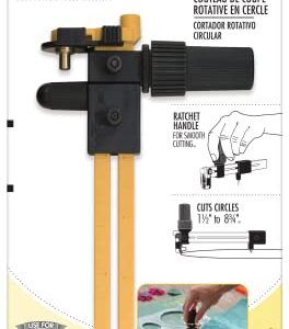 OLFA 18mm Rotary Circle Cutter (CMP-3) - Adjustable Rotary Blade Cutter w/ Ratchet Handle Cuts Perfect Circles for Crafts, Sewing, Quilting, Replacement Blade: OLFA RB18-2