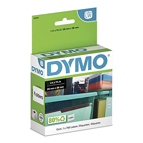 DYMO LW Library Book Spine Labels for LabelWriter Label Printers, White, 1" x 1.5", 1 Roll of 750