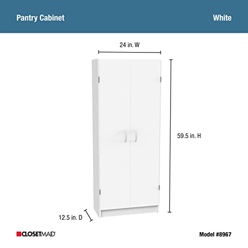 ClosetMaid Pantry Cabinet Cupboard with 2 Doors, Adjustable Shelves, Standing, Storage for Kitchen, Laundry or Utility Room, White