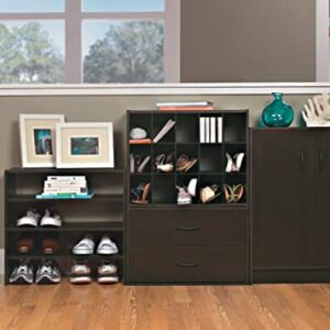 ClosetMaid 15 Cube Stackable Storage Organizer for Shoes, Bags, Crafts, Hobbies with Wood Shelves, for Closet, Entryway or Mudroom, Espresso